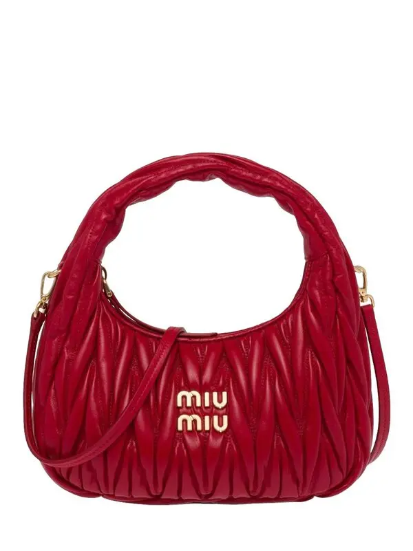 Miu Miu Mini Wander Matelassé Shoulder Bag - Red