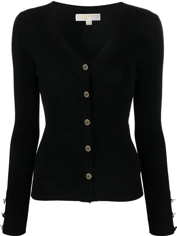 Michael Kors Logo Debossed Cardigan - Black