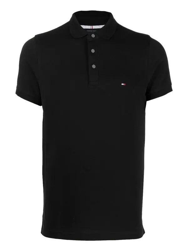 Tommy Hilfiger Embroidered-logo Polo Shirt - Black