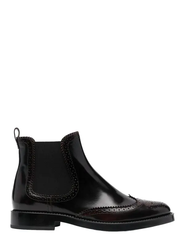TOD'S Brogue Detail Chelsea Boots - Red