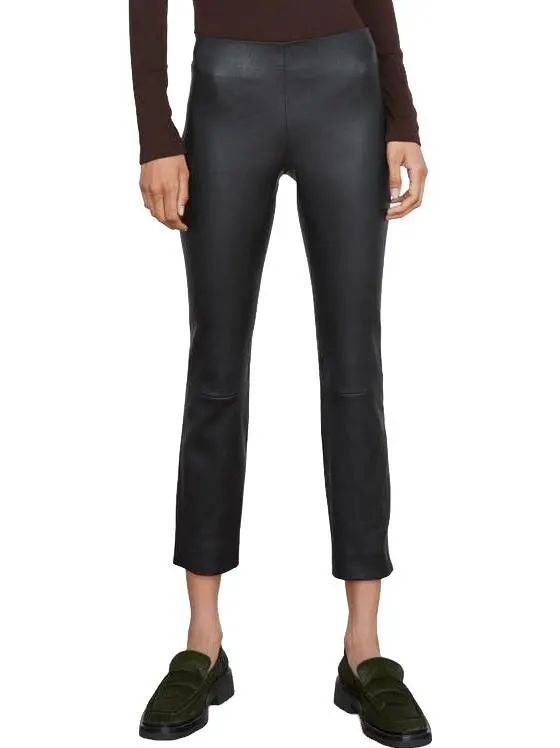 Vince Leather Cropped Leggings - Black