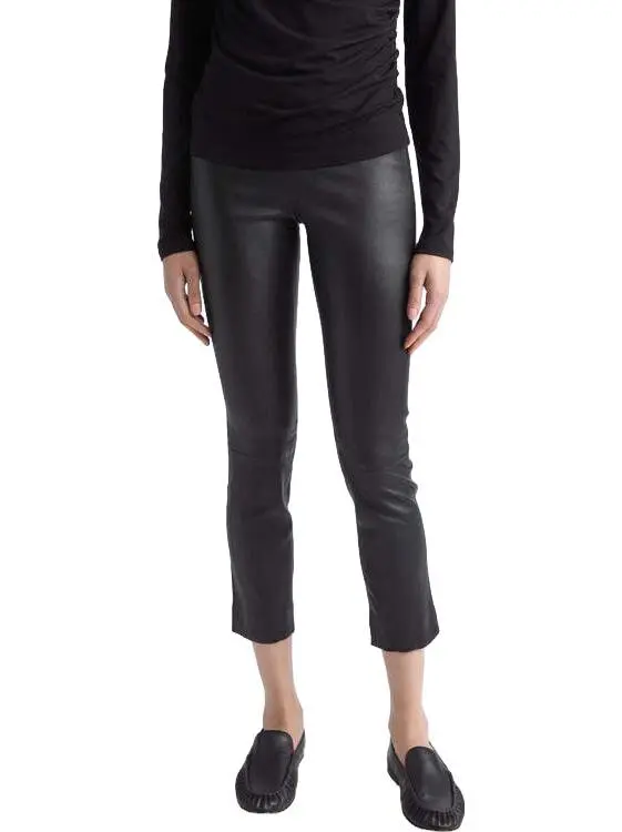 Vince Leather Cropped Leggings - Black