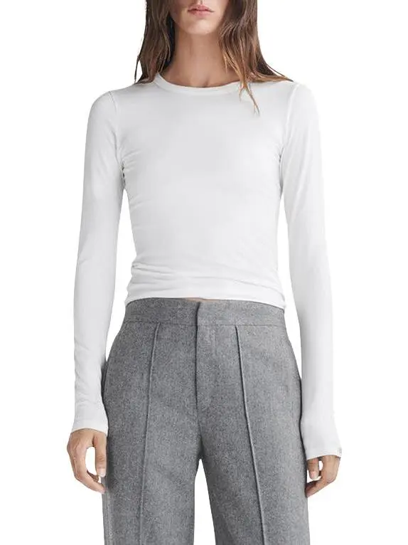 Rag & Bone Icons Luca Slim Fit Long Sleeve Top - Wht