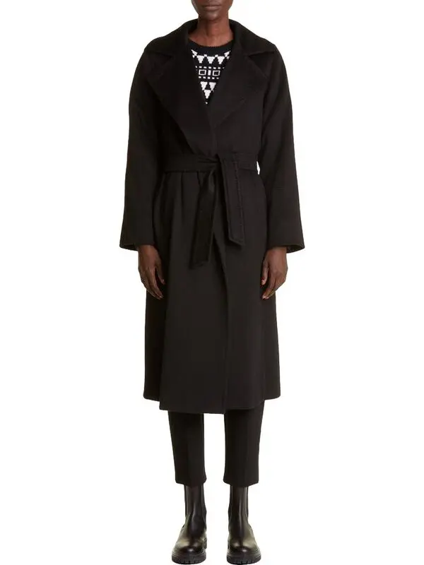 Max Mara Manuela Camel Hair Wrap Coat - Black
