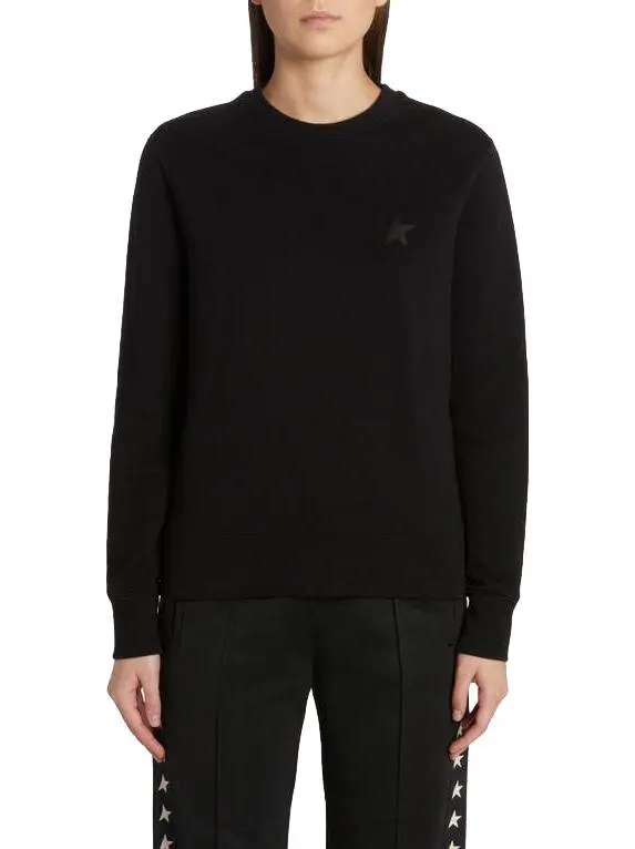 GOLDEN GOOSE Athena Logo Cotton Sweatshirt - Black