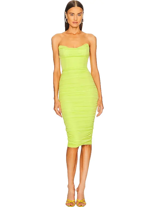 MICHAEL COSTELLO X India Midi Dress - Lime Green