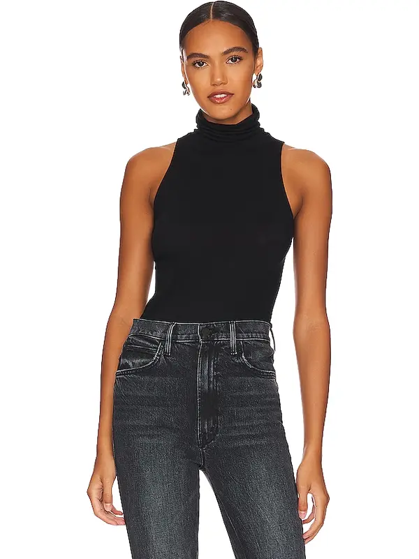 Enza Costa Cashmere Halter Turtleneck Top - Black