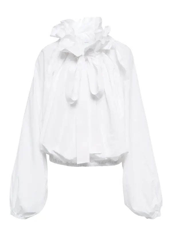 Patou Ruffled Tie-neck Blouse - White