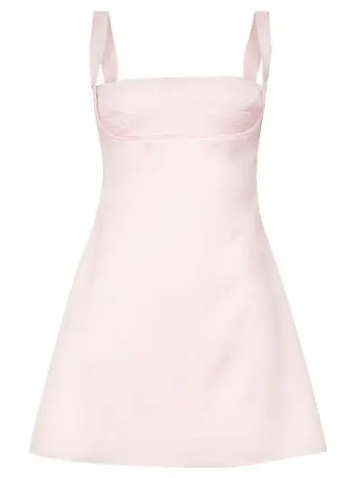 House Of Cb Kara Quilted-stitch Satin Mini Dress - Pink