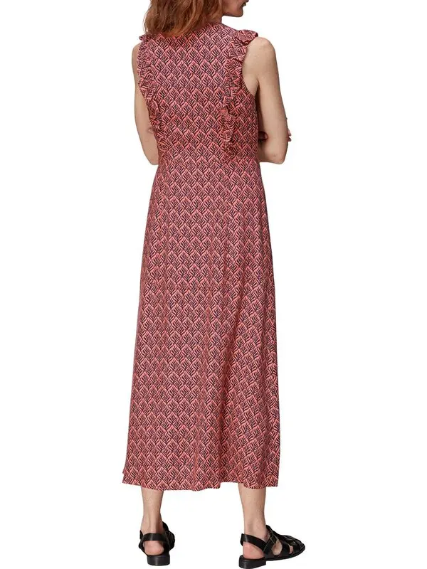 Whistles Sea Tree Ruffled Midi Dress - Multicolor