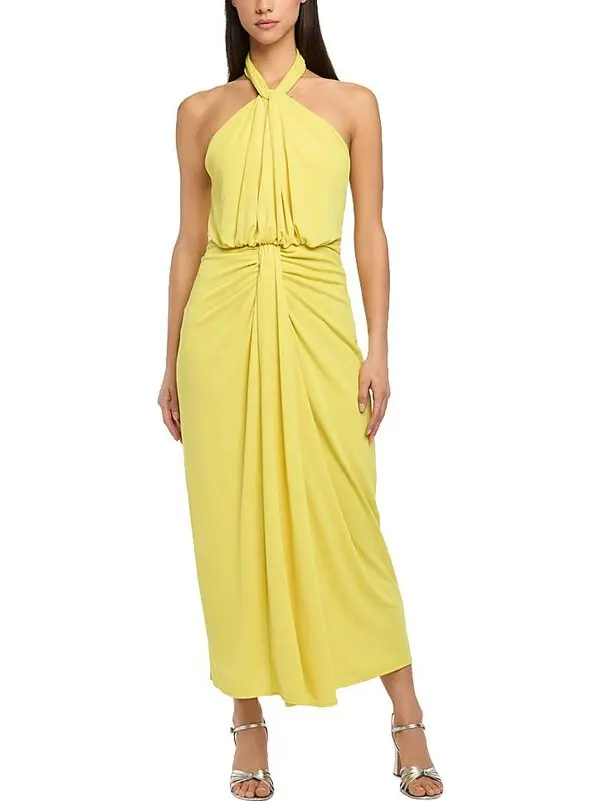 Cinq À Sept Kaily Twist Halter Midi Dress - Starfruit