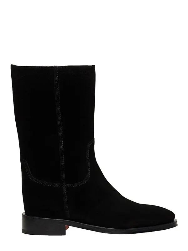 Santoni Suede Tall Boots - Black-n01