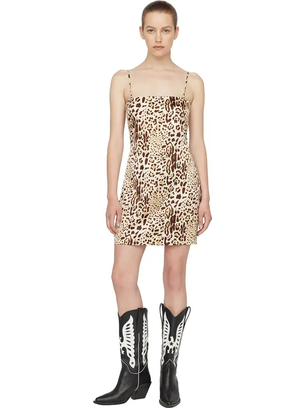 ANINE BING Valentine Leopard Print Slip Dress - Cheetah Print
