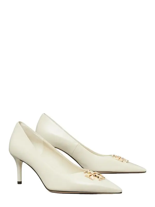 Tory Burch Eleanor Leather Pumps - Light Cream/gold