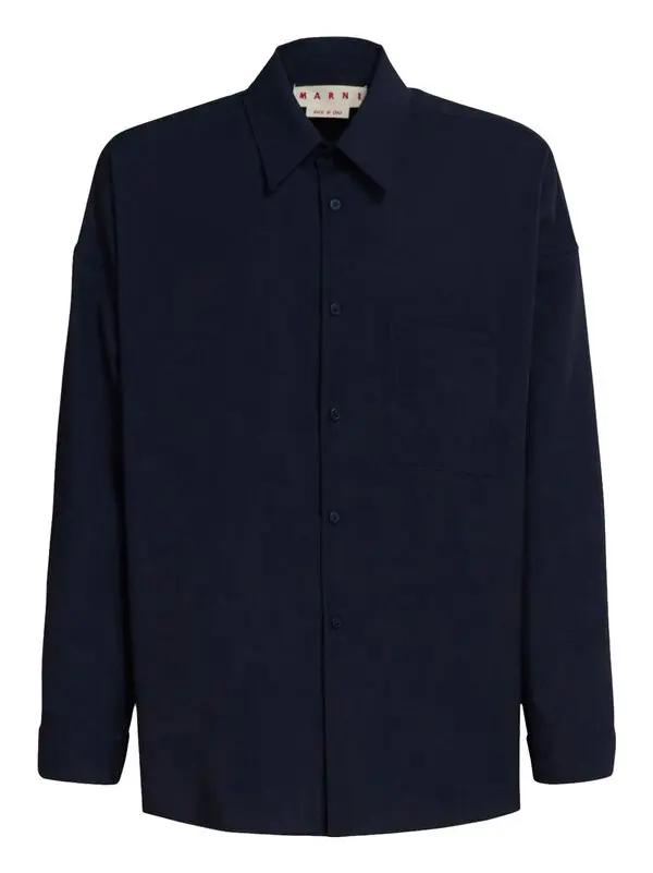 Marni Logo-tag Long-sleeve Shirt - Blue