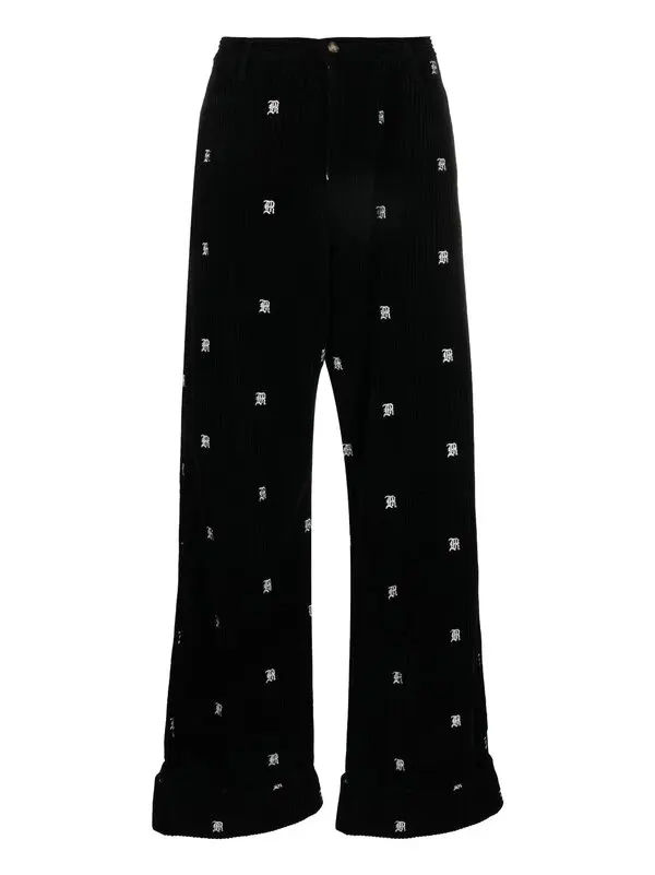 R13 Logo-embroidered Corduroy Trousers - Black