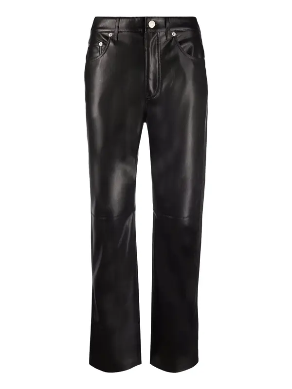 Nanushka Faux-leather Cropped Trousers - Black