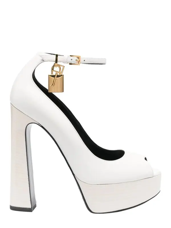 TOM FORD Padlock Charm Platform Pumps - White
