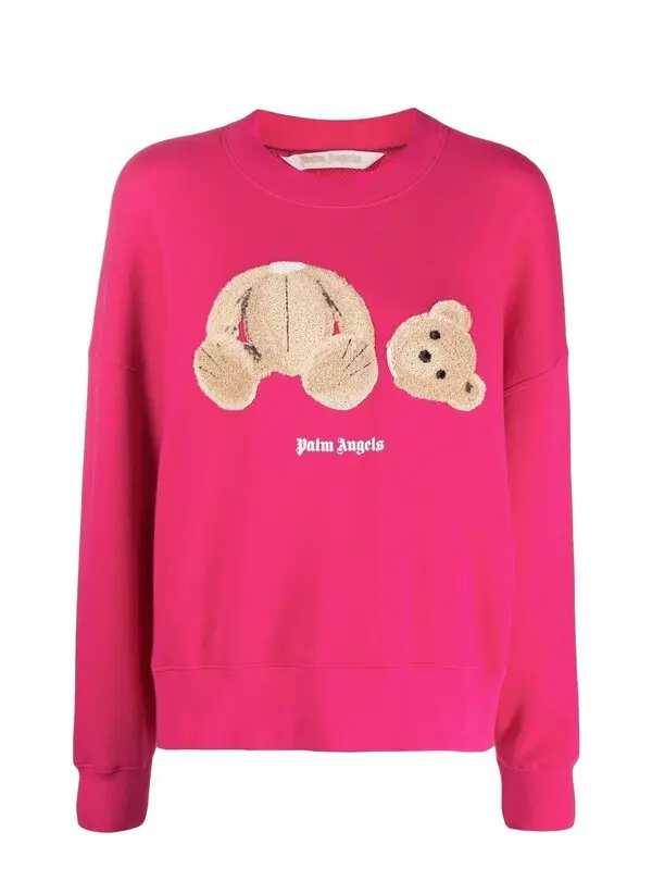 Palm Angels Teddy Bear Print Sweatshirt - Fuchsia Brown