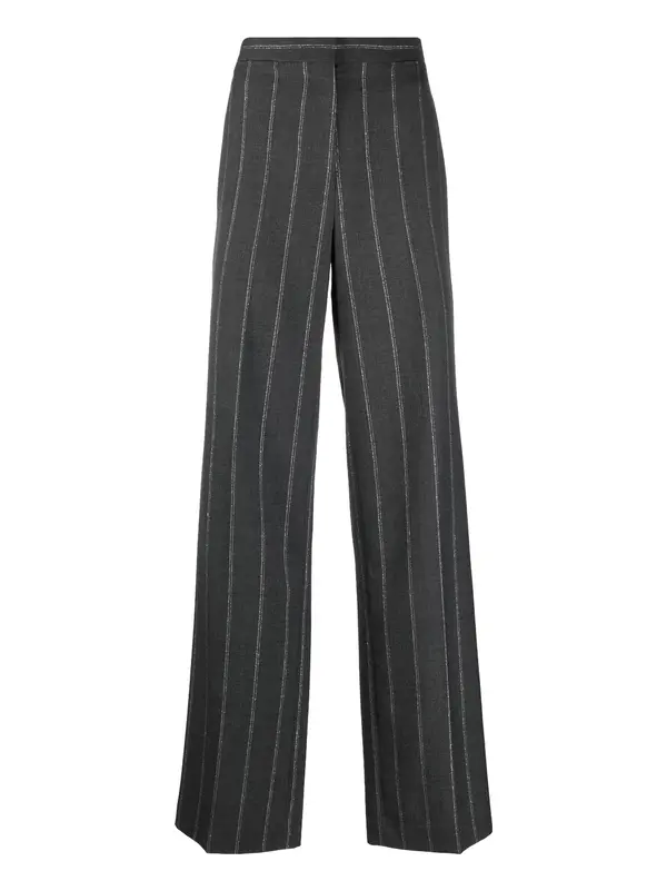 Stella McCartney Stitch-detail Striped Trousers - Grey