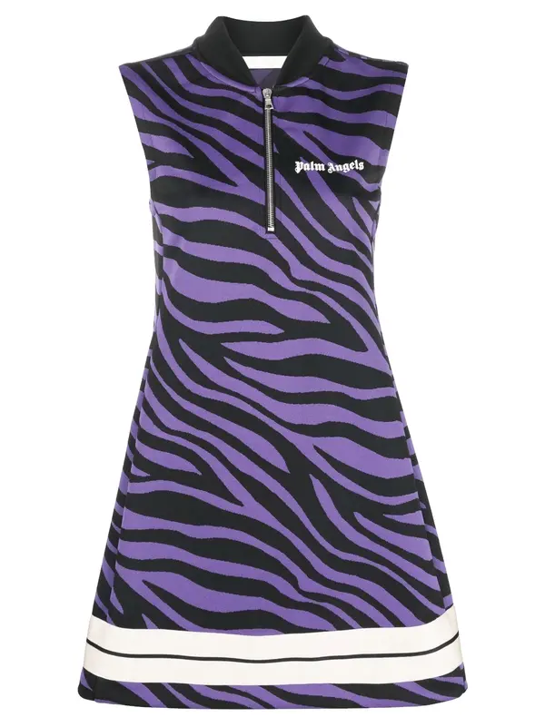 Palm Angels Zebra-print Shift Minidress - Purple