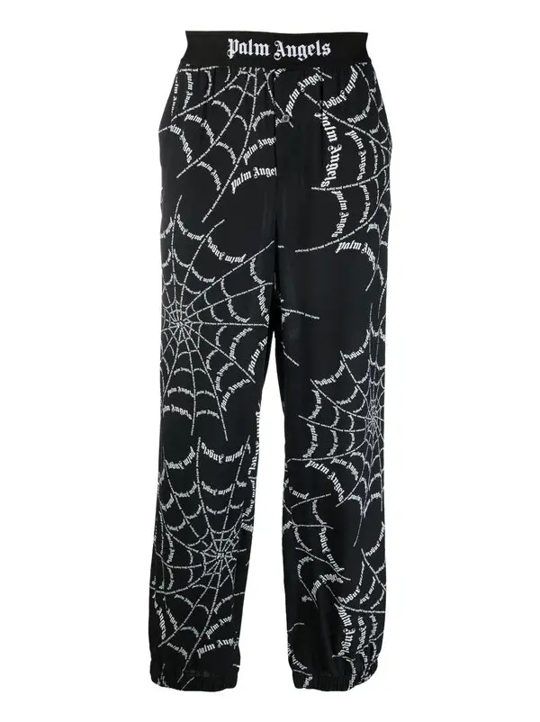 Palm Angels Spider Web Print Track Pants - Black
