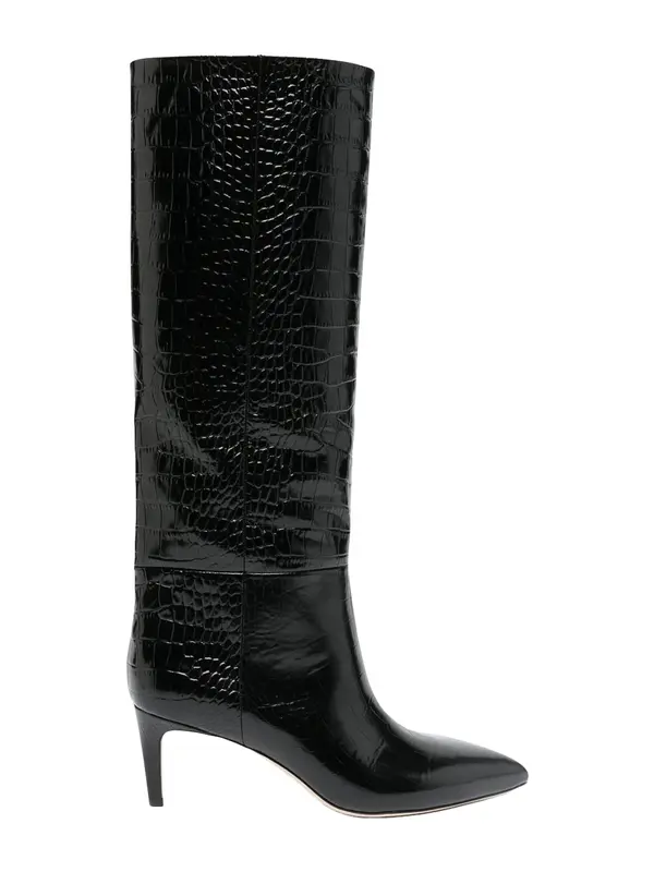 Paris Texas Crocodile-embossed Leather Boots - Black