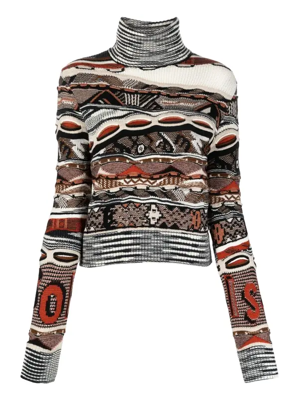 Missoni Roll-neck Knitted Jumper - Brown