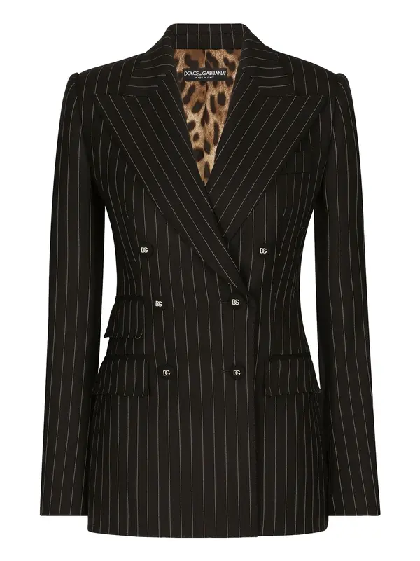 Dolce & Gabbana Striped Double-breasted Blazer - Black