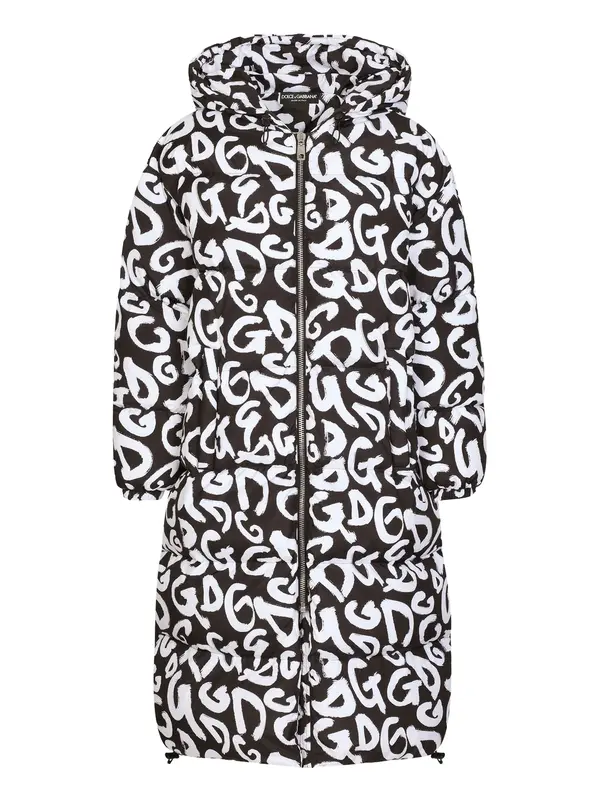 Dolce & Gabbana Logo-print Zip-up Coat - Black