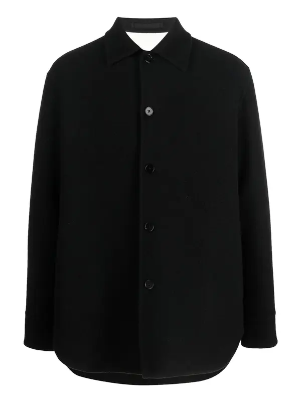 JIL SANDER Button-up Wool Shirt Jacket - Black