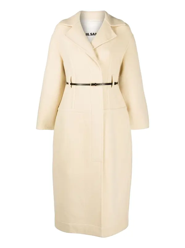JIL SANDER Belted Wool Coat - Neutrals