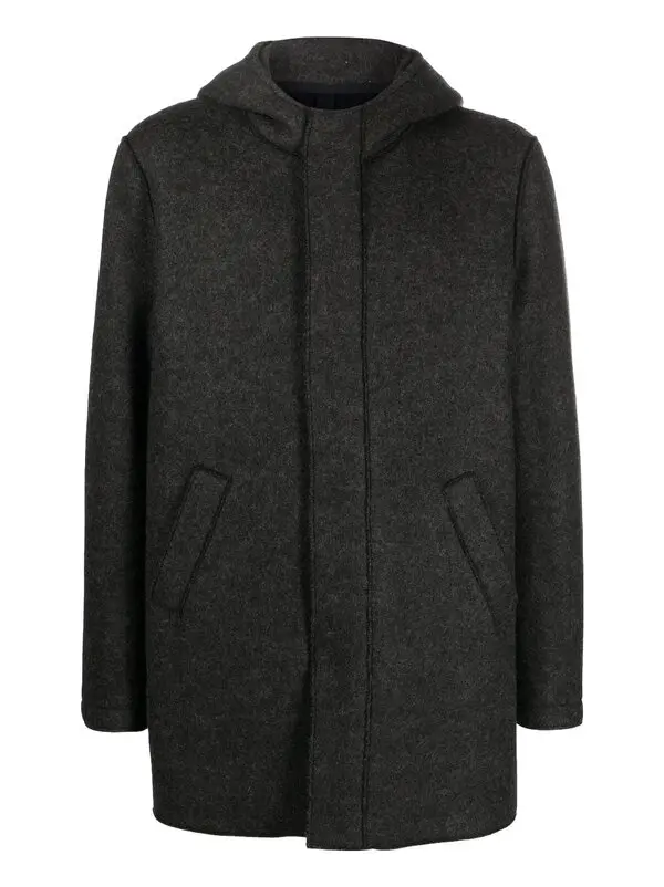 Harris Wharf London Virgin Wool Hooded Coat - Grey