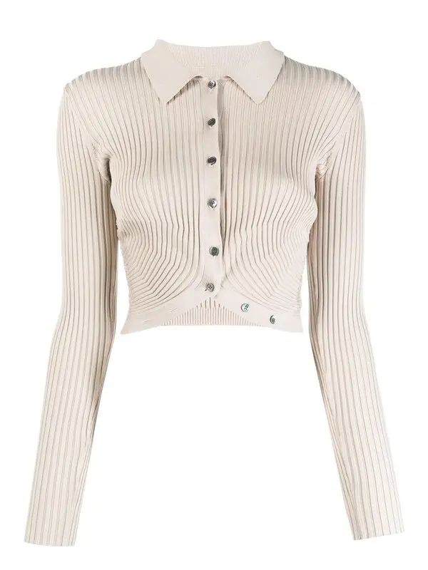 Simkhai Button-up Ribbed Knitted Top - Neutrals
