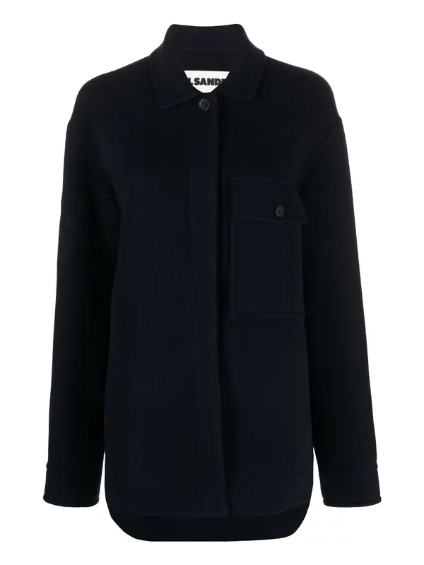 JIL SANDER Flocked-monogram Wool Jacket - Blue