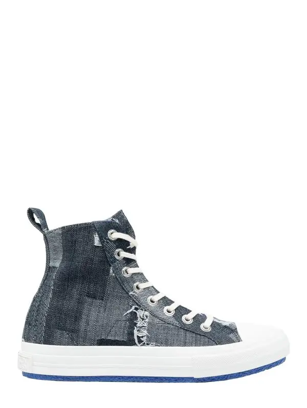 COUNTY OF MILAN Patchwork Denim High-top Sneakers - Blue