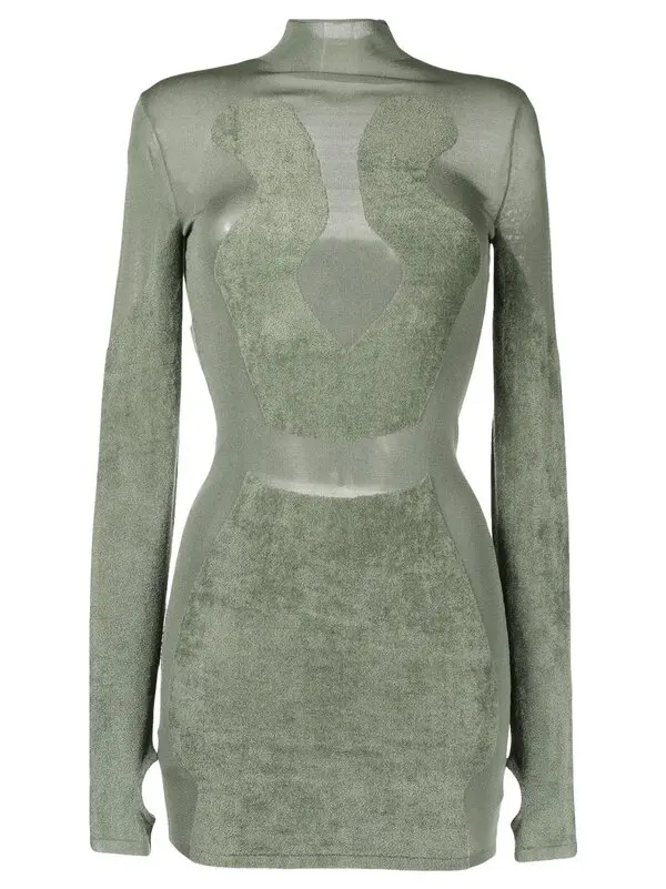 DION LEE Chenille Intarsia Mini Dress - Green