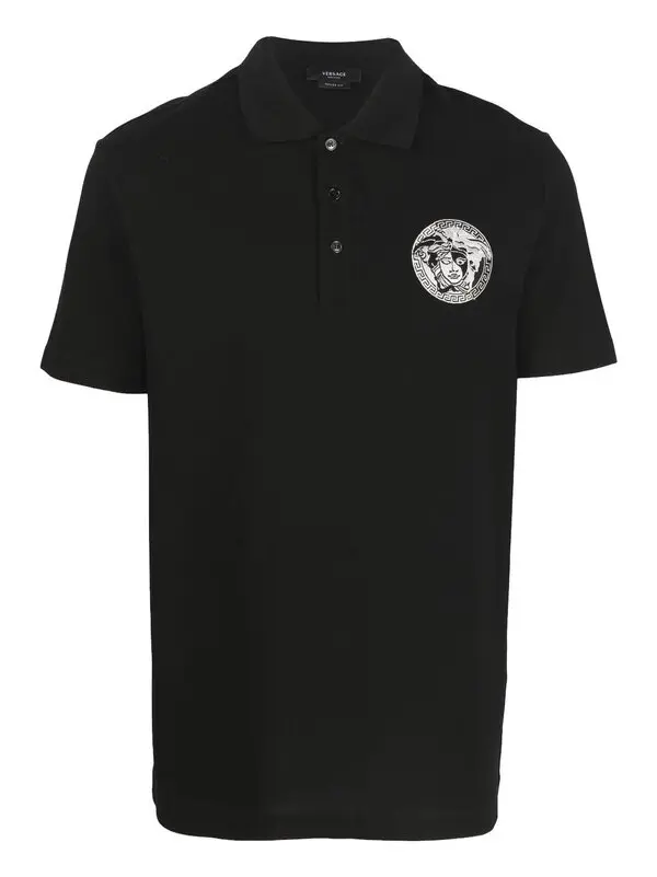 Versace Medusa-embroidered Polo Shirt - Black