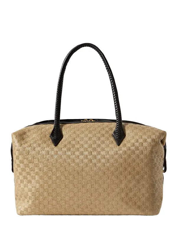 METIER Vérité All Day Leather-trimmed Woven Tote - Neutrals
