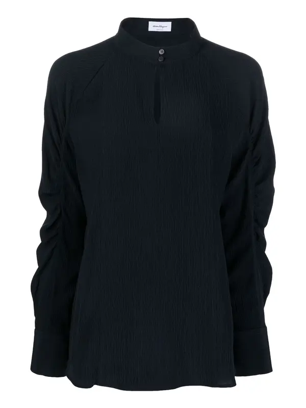 FERRAGAMO Keyhole-neck Longsleeve Blouse - Blue