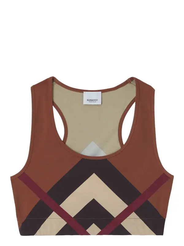 Burberry Chevron Check-print Cropped Vest Top - Brown