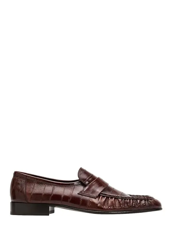 THE ROW Soft Leather Flat Loafers - Light Brown