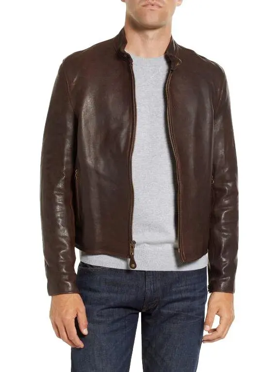 SCHOTT Leather Moto Jacket - Brown