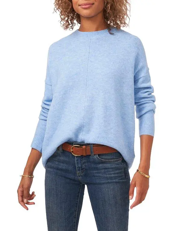 Vince Camuto Exposed Seam Crewneck Sweater - Blue Heather
