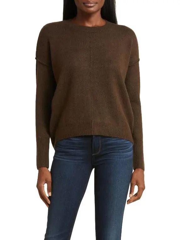 Vince Camuto Exposed Seam Crewneck Sweater - Chocolate