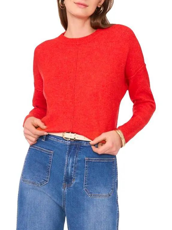 Vince Camuto Exposed Seam Crewneck Sweater - Crossfire Red