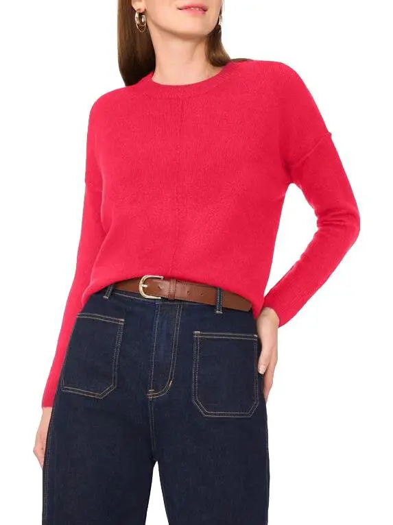 Vince Camuto Exposed Seam Crewneck Sweater - Deep Pink