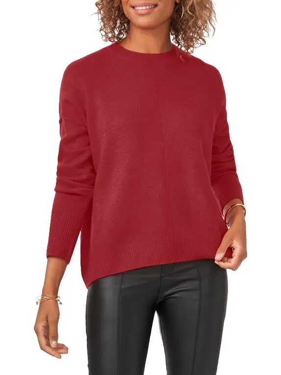 Vince Camuto Exposed Seam Crewneck Sweater - Earth Red