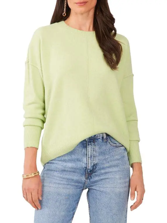 Vince Camuto Exposed Seam Crewneck Sweater - Foam Green