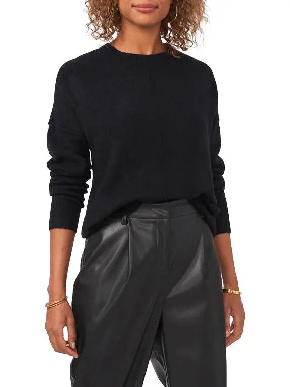 Vince Camuto Exposed Seam Crewneck Sweater - Rich Black